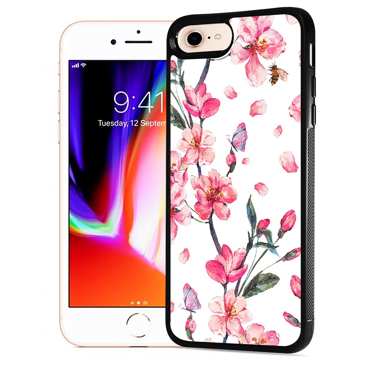 ( For iPhone 8 Plus ) Back Case Cover AJ12570 Flower Pink | eBay