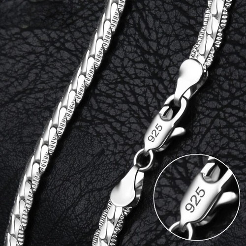 925 Sterling Silver 6mm Chain Necklace For Women Man Fashion Wedding ...