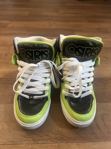 Osiris Old School Bronx High Top Skate Shoes In Lime Green, Black, And ...
