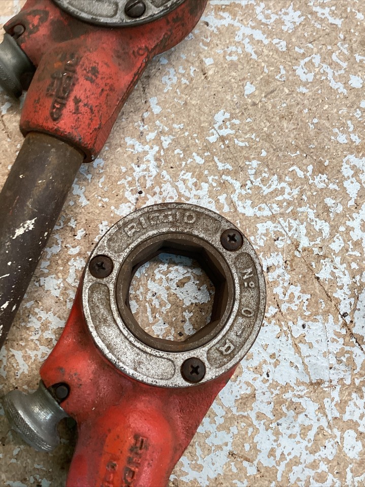 Ridgid #O-R rachet heads w/1 handle pipe threader | eBay