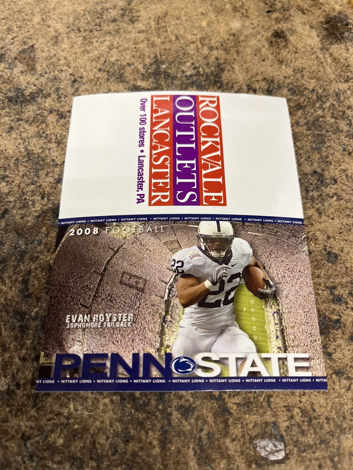 Penn State 2008 Evan Royster Football Sophomore Tailback Schedule Card ...