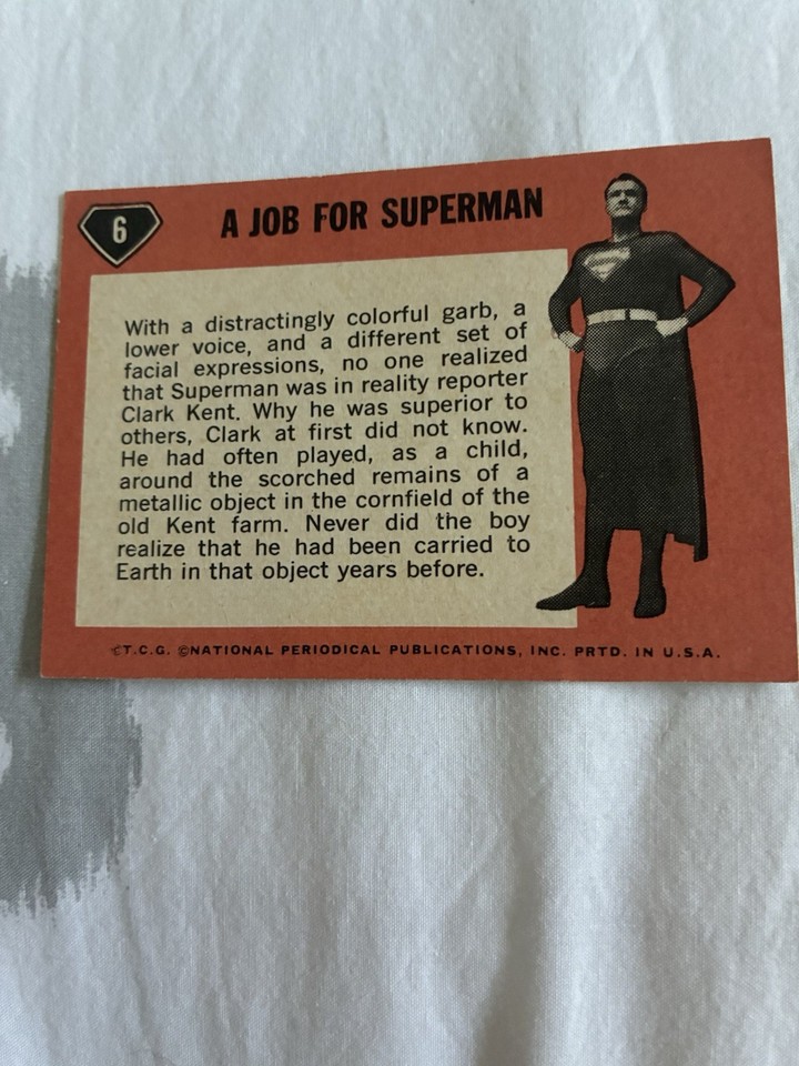 SUPERMAN card #6 Topps 1966 DC Comics TV A Job for Superman - George ...