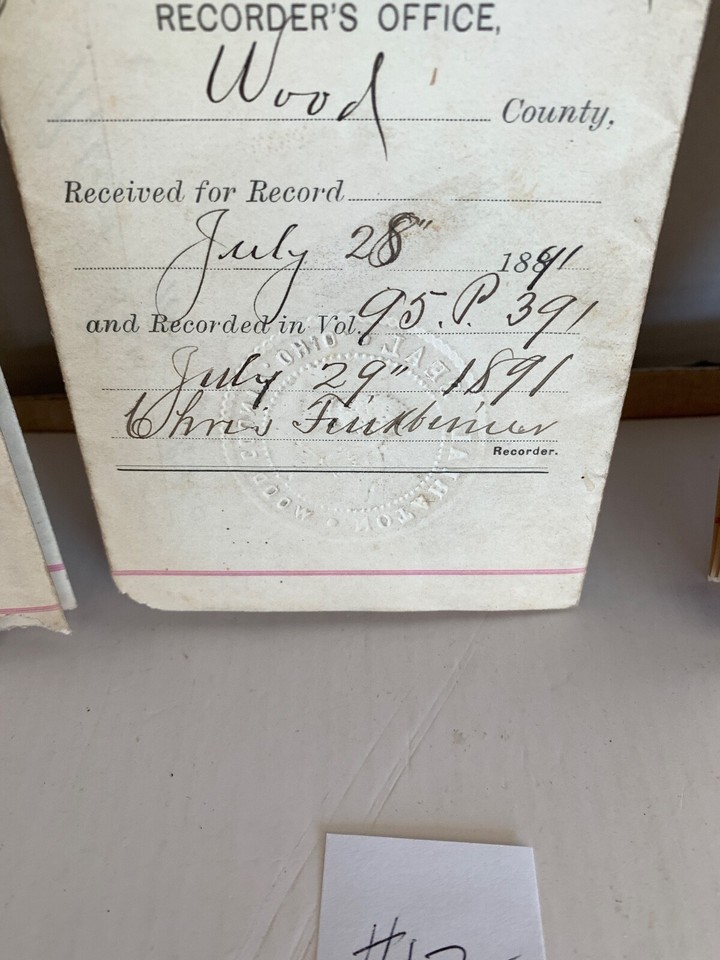 HANDWRITTEN Antique LAND DEEDS 1888 RAISED SEALS Victorian VTG Ephemera ...