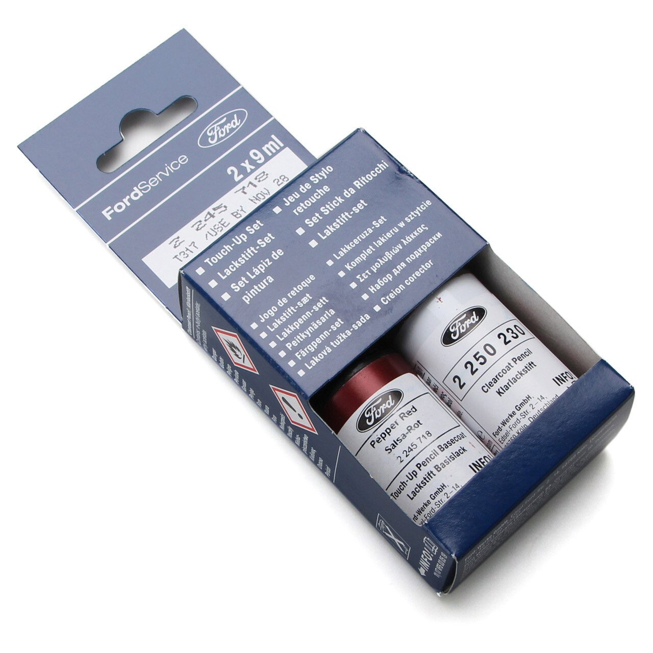ORIGINAL Ford Lackstift Set SALSA ROT-METALLIC + Klarlack 2x 9ml ...