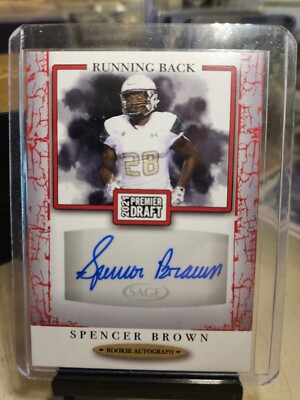 Spencer Brown Panthers RC 2021 Sage Premier Draft Red Rookie Auto ...