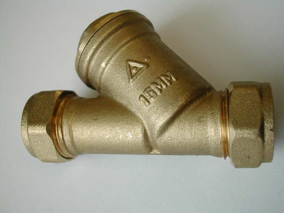 15mm Compression Brass In-Line Y Strainer / Filter | eBay
