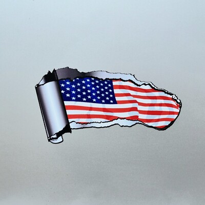 USA American Flag Ripped Metal Slash Vinyl Sticker Decal For Car Van ...