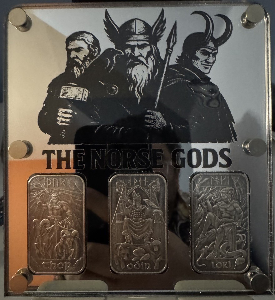 Custom Antiquated Norse Gods set Odin,Thor,Loki 1oz Silver Bars in ...