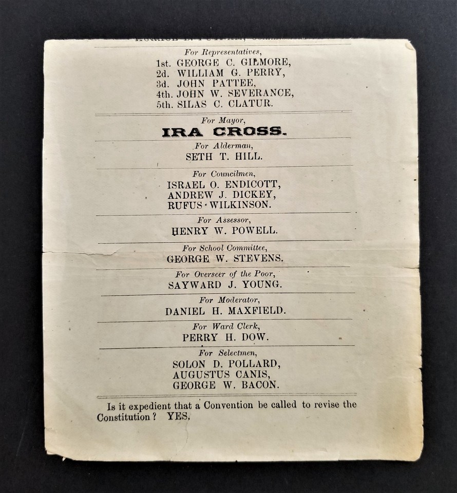 1897 antique POLITICAL REPUBLICAN campaign NH TICKET cheney peirce ...