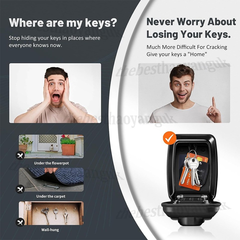 Key Safe Wall Mounted Police Approved Key Lock Box Outdoor Large Key ...