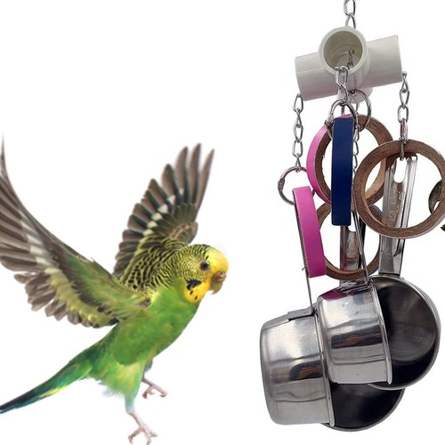 Pullable Birds Parrots Pots and Bagel Toys Bird Bite Toys 4 Stainless ...