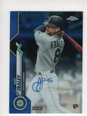 Jake Fraley 2020 Topps Chrome Blue Refractor RC Autograph! 35/150 Hard ...