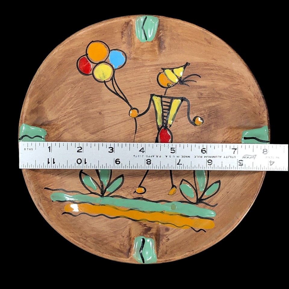 VTG Italian Florentino ASH TRAY Ceramic Pottery Plate Clown Balloons 8 ...