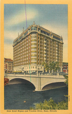 RENO NV MAPES HOTEL & TRUCKEE RIVER 1949 LINEN POSTCARD | eBay