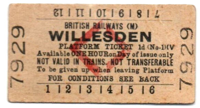 BR(M) Platform Ticket Willesden (No.1) 1d (V | eBay UK