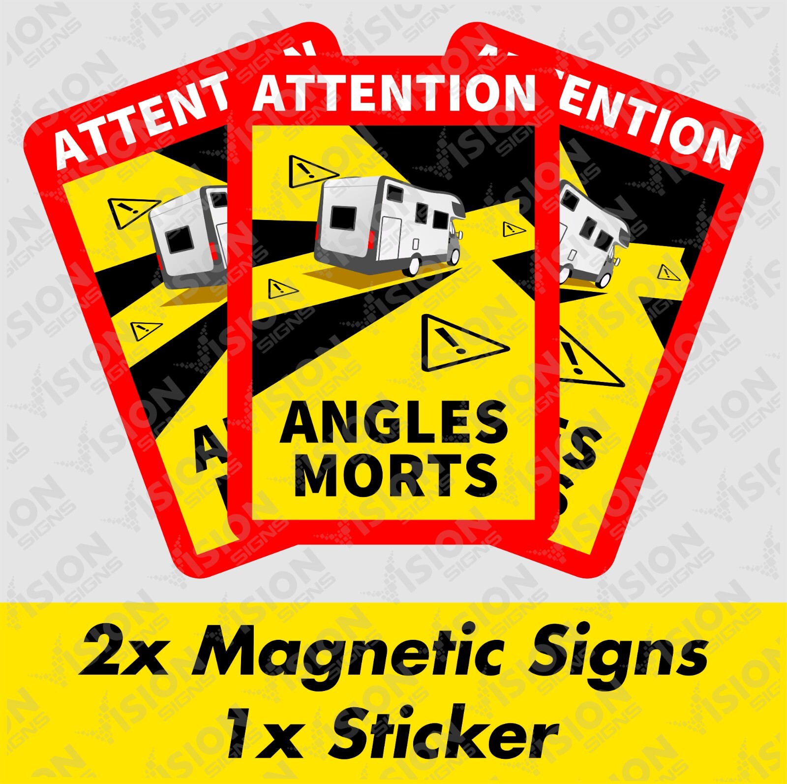 French Blind Spot Motorhome Camper 2x Magnetic Signs 1x Sticker ANGLES ...