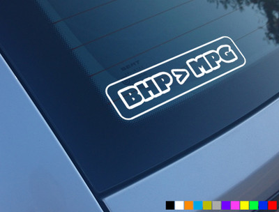 BHP OVER MPG PETROL FUNNY CAR STICKERS DECALS BUMPER JDM DUB DRIFT ...