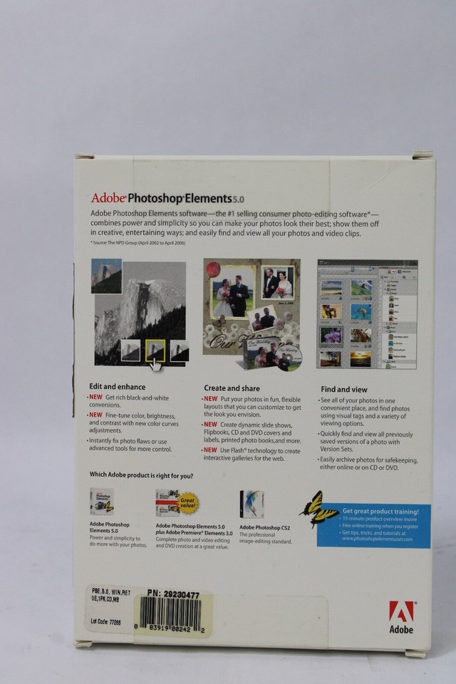 Adobe Photoshop Elements 5.0 Software - Photo Editor (Win XP, CD, PC ...