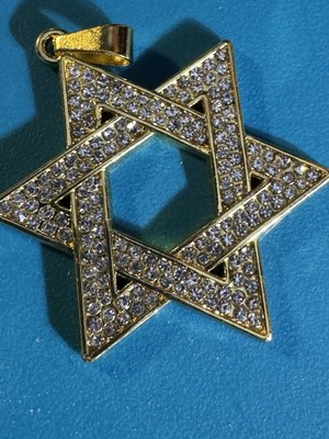 Star Of David Bling Rhinestone Gold Plated Pendant w/ 24” Chain | eBay