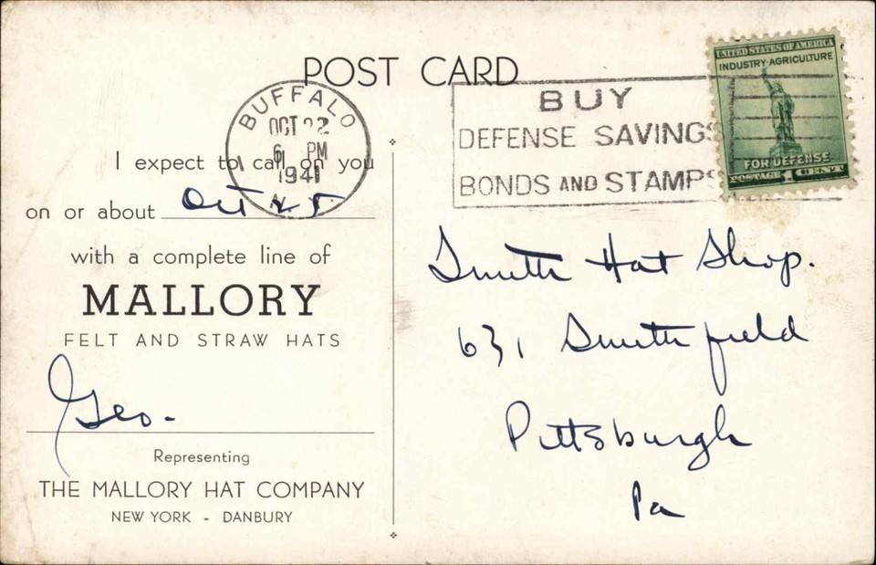 Mallory Hat Company Hats Classic Men's 1940s Fashion Ad Advertising ...