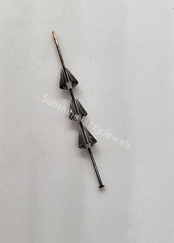 Factory Pack Swarovski Crystal Black Diamond 6mm Faceted Cone 5400 ...