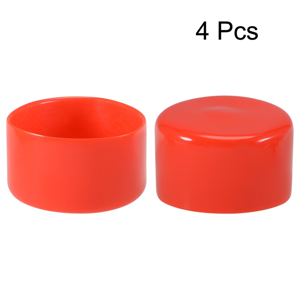 4pcs 2"(50mm) Round Red Vinyl End Cap Screw Thread Protector Rubber ...