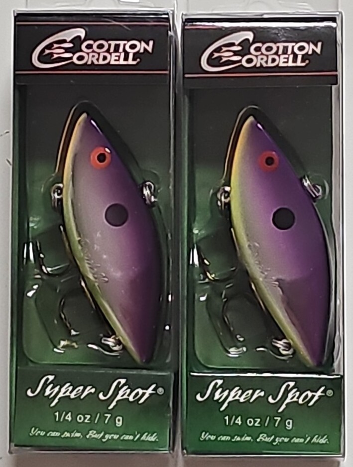 2 Pk. Cotton Cordell Super Spot 1/4oz Lipless Crankbait CHR. ROYAL SHAD ...