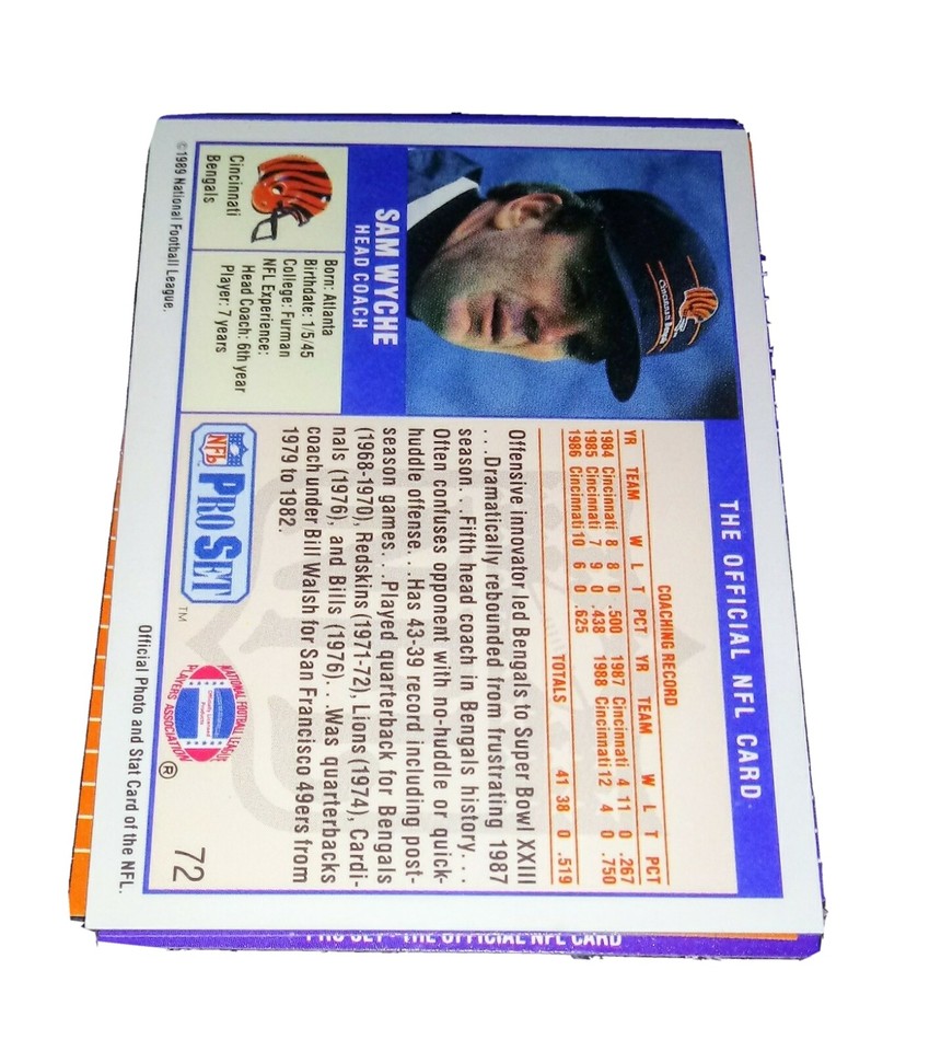 1989 Pro Set Sam Wyche #72 - Many Non - Sport & Sport Cards Available ...