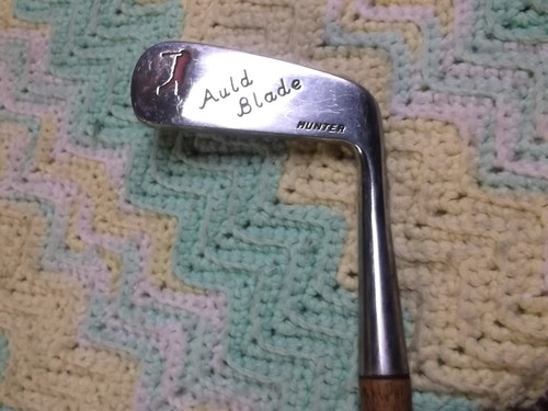 RARE VINTAGE HICKORY SHAFT AULD BLADE "HUNTER" 34" PUTTER LEATHER WRAP ...