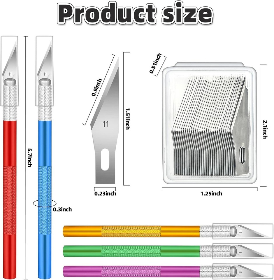 Kit Exacto Knife Set 50 Blade Refill Xacto 5PCS Leather Craft Pen ...