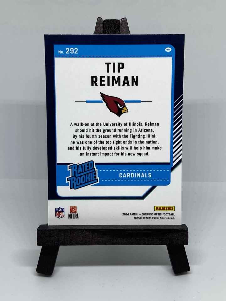 Tip Reiman RC 2024 Donruss Optic Rated Rookie No. 292 Arizona Cardinals ...