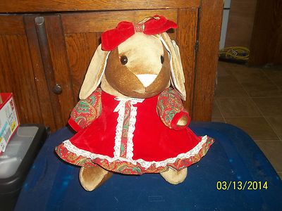 1985 TOYS R US RABBIT EARS BROWN RABBIT IN RED VELVET DRESS PLUSH | eBay