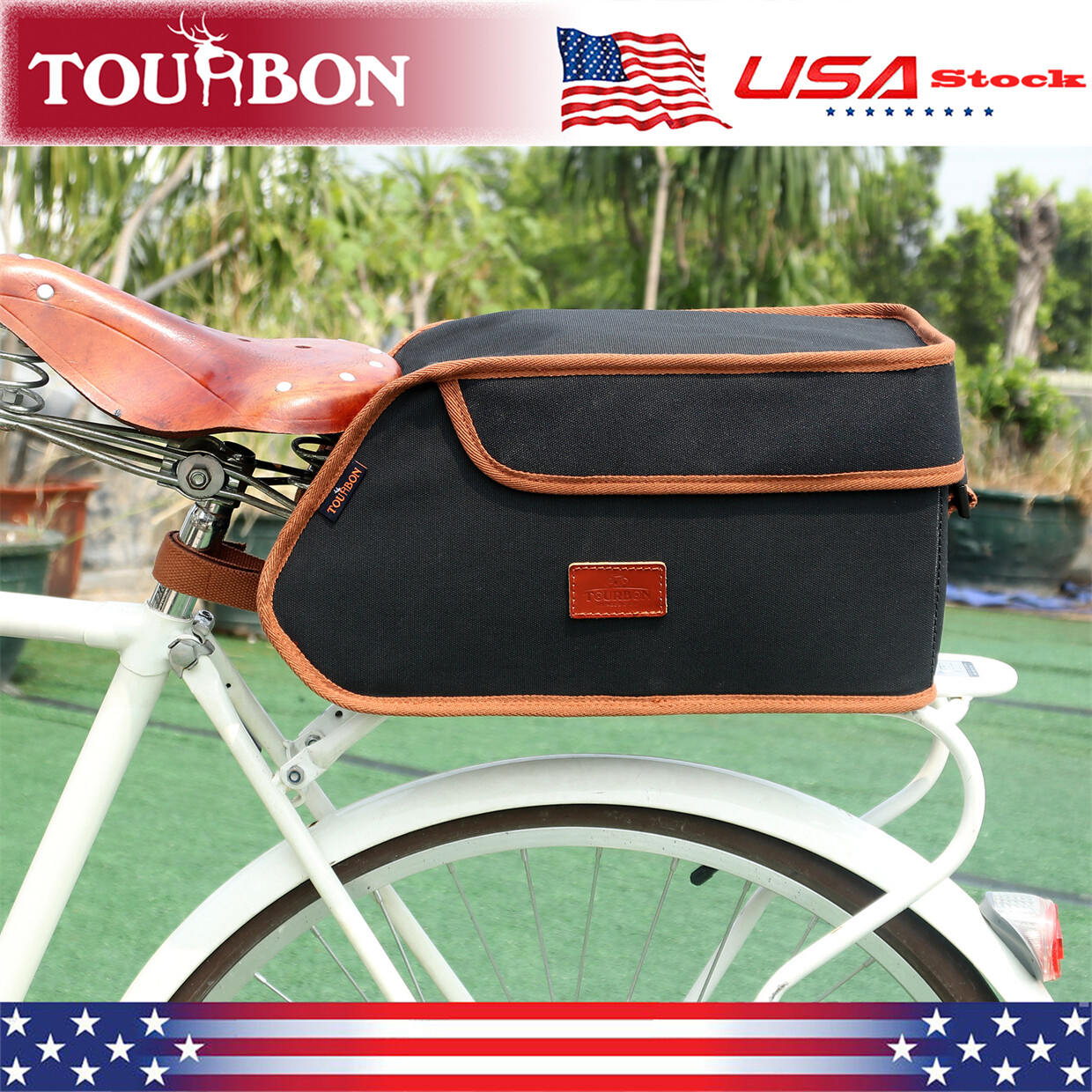 Tourbon Canvas Bicycle Cooler Bag Bike Rear Rack Case Trunk Bag Outdoor ...