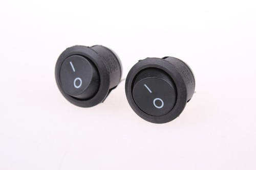 100 Pcs AC 6A/250V 10A/125V Black 2 Pin SPST On/Off Round Rocker Switch ...