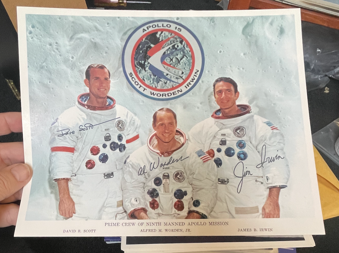 APOLLO 15 FULL MISSION CREW SIGNED AUTOPEN OFFICIAL NASA LITHO PHOTO ...