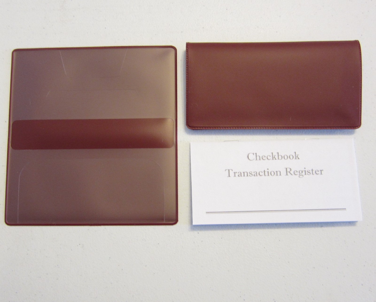 1 BURGUNDY VINYL CHECK BOOK COVER & 1 NEW CHECKBOOK TRANSACTION ...