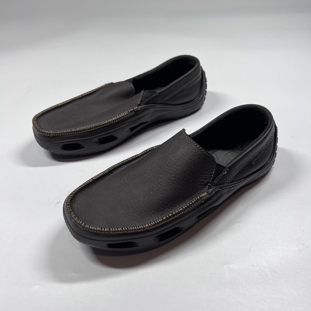 Crocs Tideline Leather 12197 Mens 10 Brown Driving Boat Shoe Slip on ...