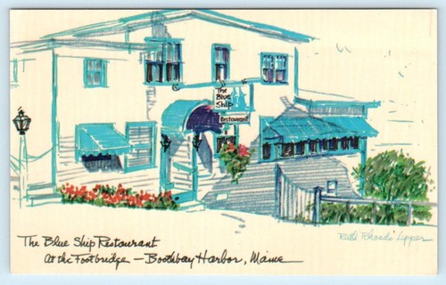 BOOTHBAY HARBOR, ME ~ Roadside BLUE SHIP RESTAURANT Ruth Rhoads Lepper ...