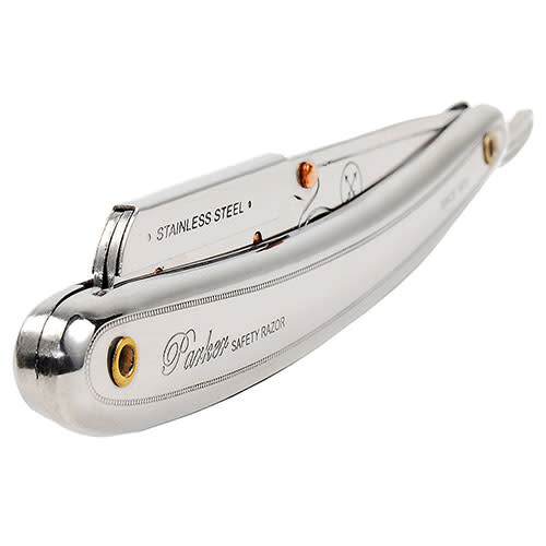 Parker Shaving Straight Razor Butterfly Swing Lock Silver SR1 | eBay