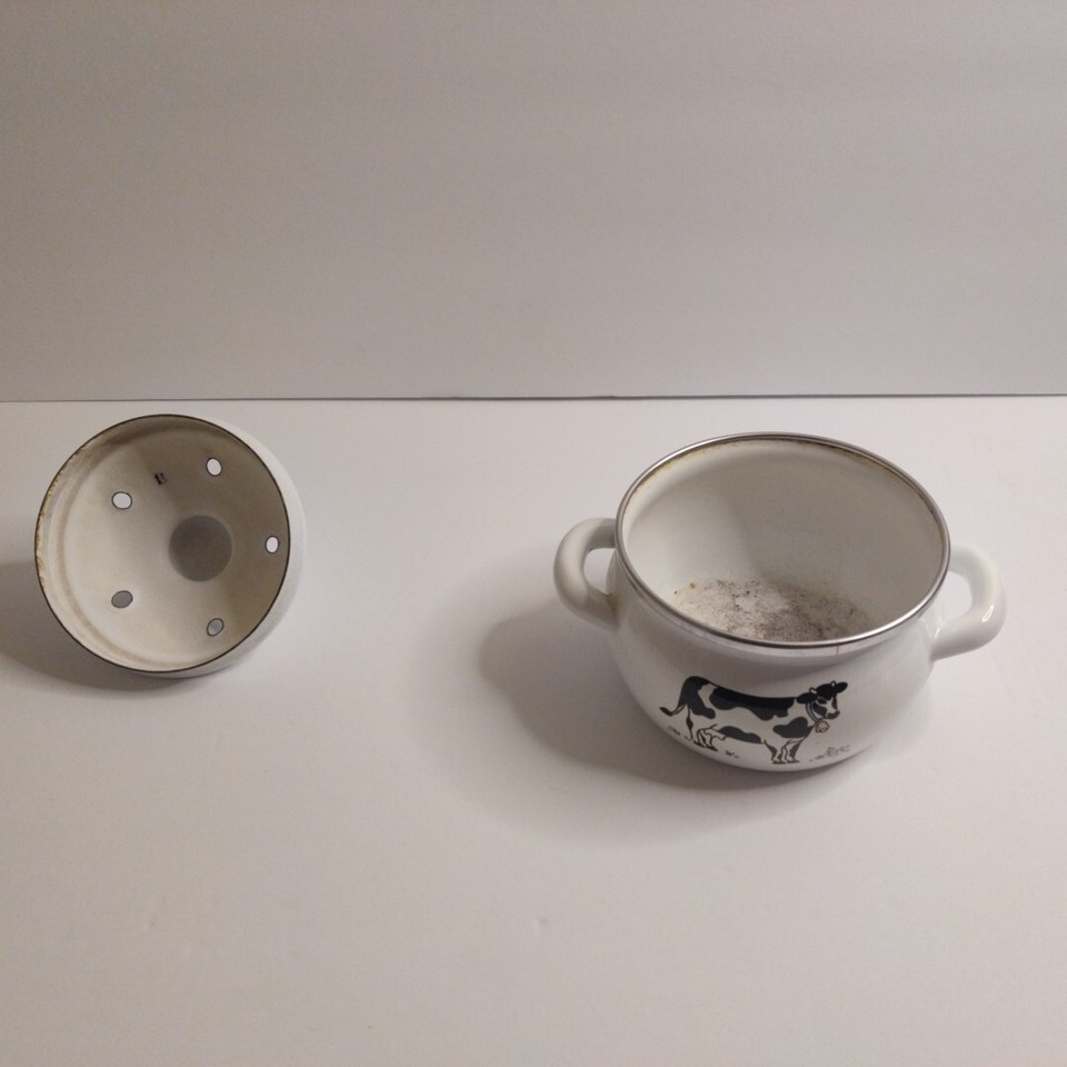Cow Print Ceramic Bowl with lid Black & White | eBay