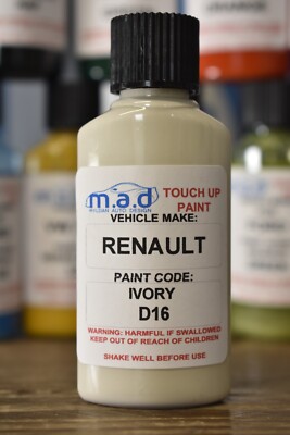 RENAULT D16 IVORY PAINT TOUCH UP KIT 30ML SCRATCH CHIP CAPTUR CLIO ...
