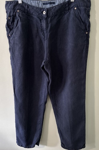 Poetry Pants Womens 12 Blue 100% Linen Jeans Straight Leg Casual V407 ...