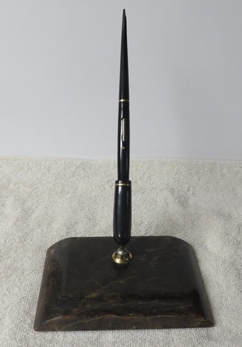 Eversharp Brown Marble Base Fountain Pen Desk Set With 14k Pen | eBay