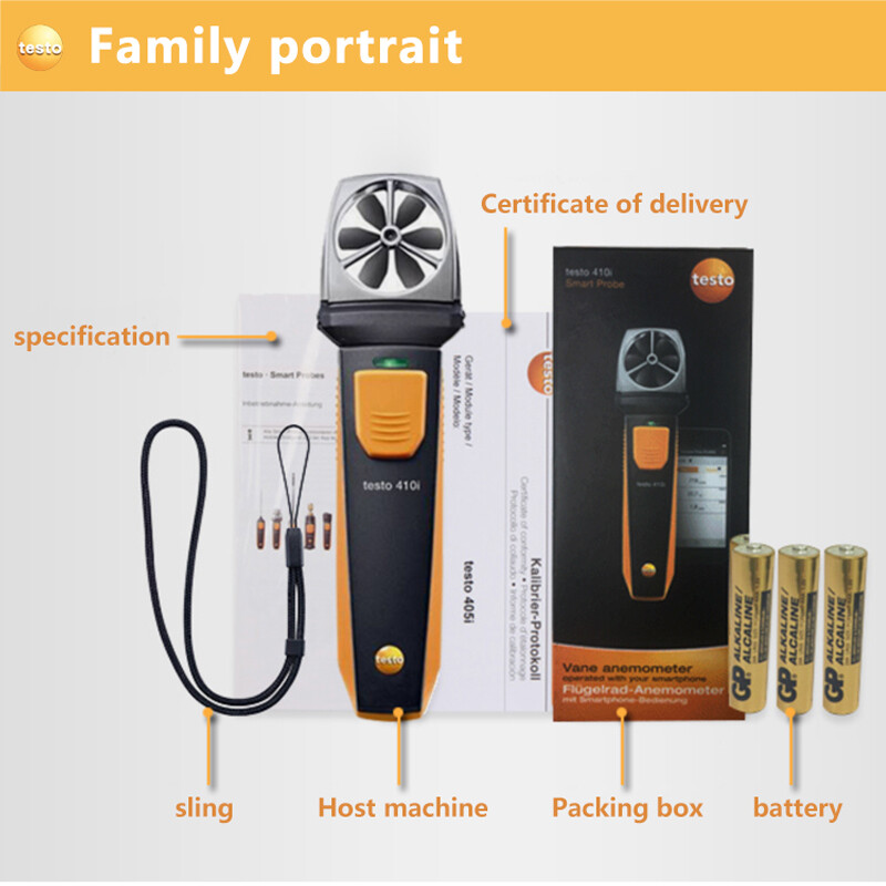 Testo 410i Bluetooth Vane Anemometer Smart Probe -20-60℃ Air Velocity ...