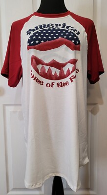 LuLaRoe Axel Short Sleeve Raglan Top Americana Collection Red White ...