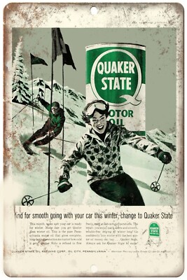 Tin Sign 8 x12 Quaker State Motor loil for Winter Adverstising Signs | eBay