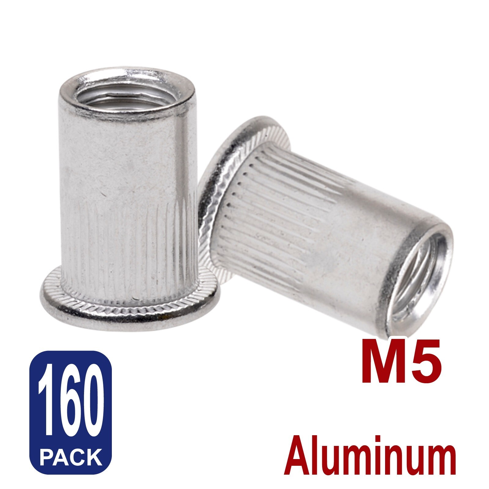 M5 Rivet Nuts Threaded Insert Nutsert Flat Head Rivnuts Aluminium ...