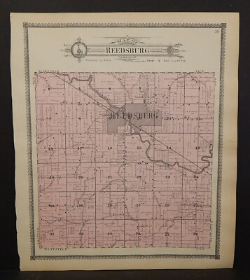 Wisconsin Sauk County Map Reedsburg Township 1906 J24#66 | eBay
