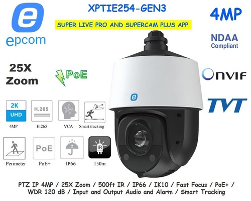 Epcom XPTIE254-GEN3 25X 4MP 150m IR IP66/IK10 Fast Focus Network Smart ...