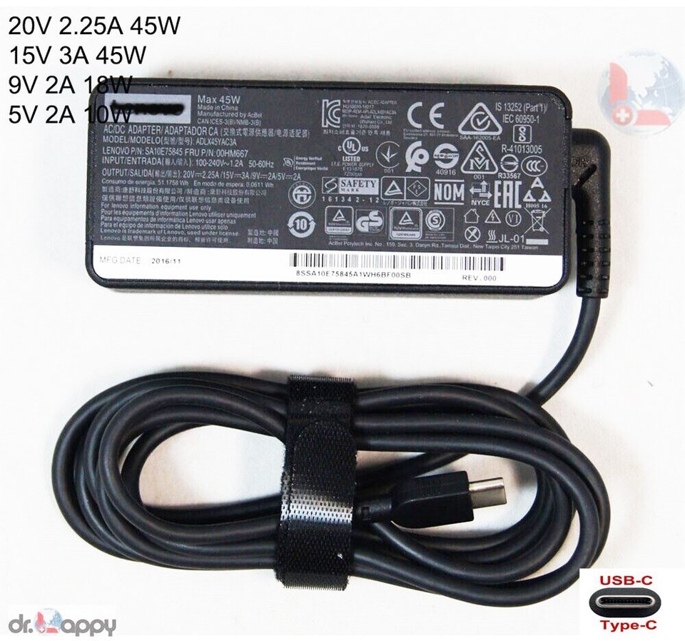45W USB-C Power Adapter Charger for Lenovo Thinkpad P14s Gen 2 (AMD ...